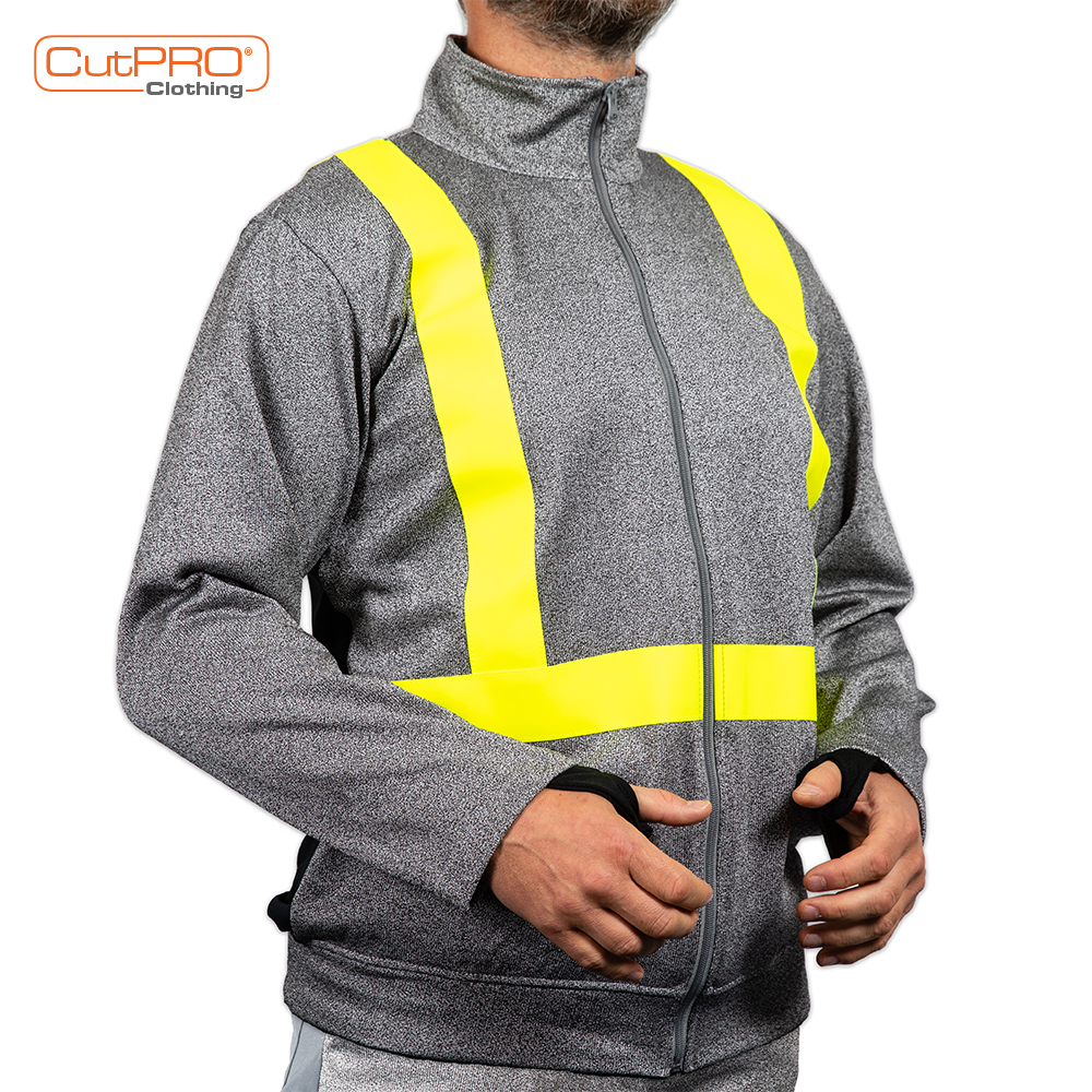 Cut Resistant Jackets - Turtleneck Jacket with Yellow Tape & Breathable ...